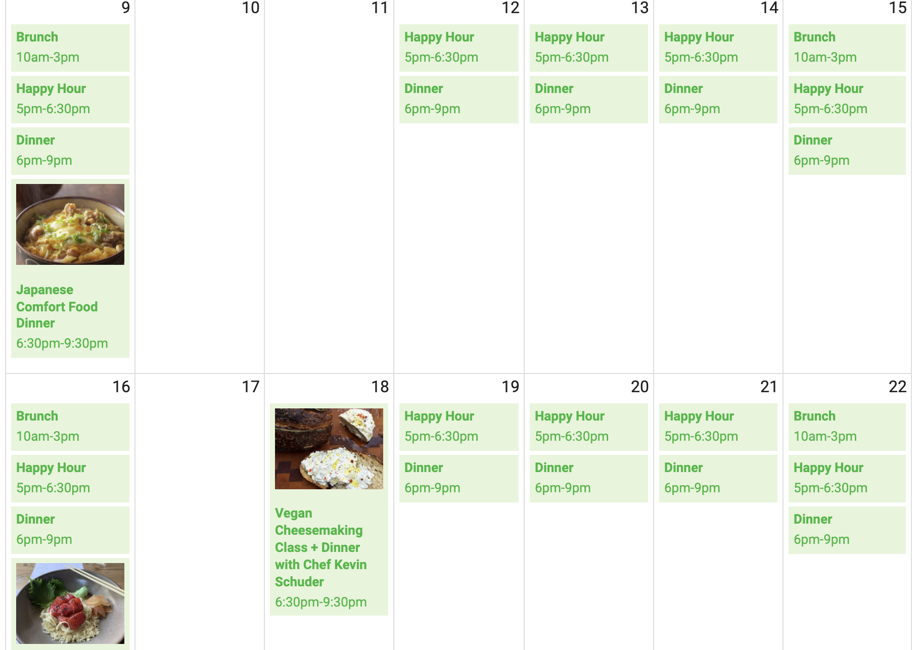 FPK event calendar – Fancy Plants Café